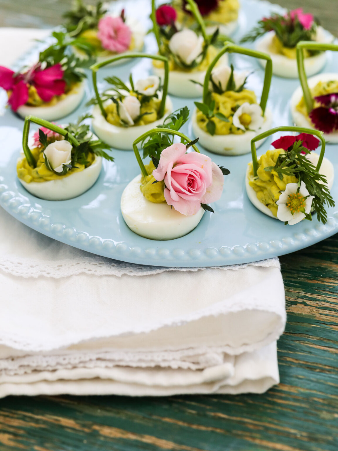 Easter Deviled Eggs (Herb and Edible Flower Garnish!)| Delicious Table