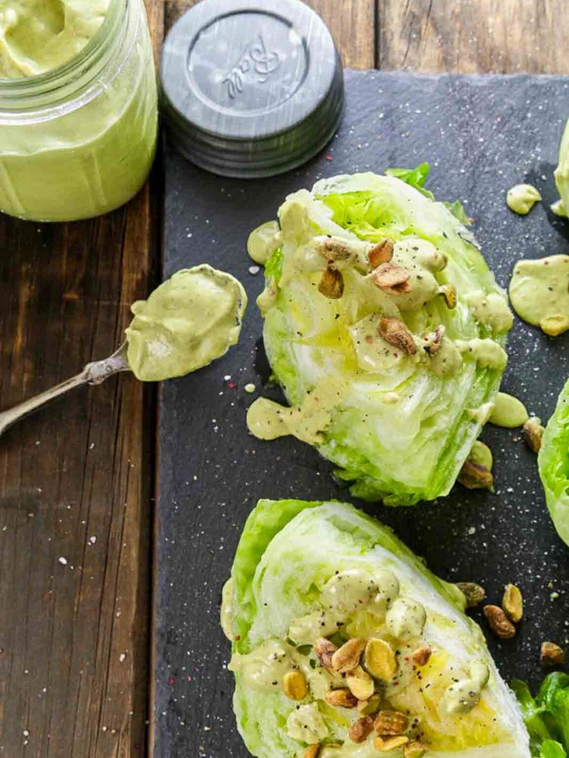Iceberg Wedge Salad with Avocado Dressing - Delicious Table