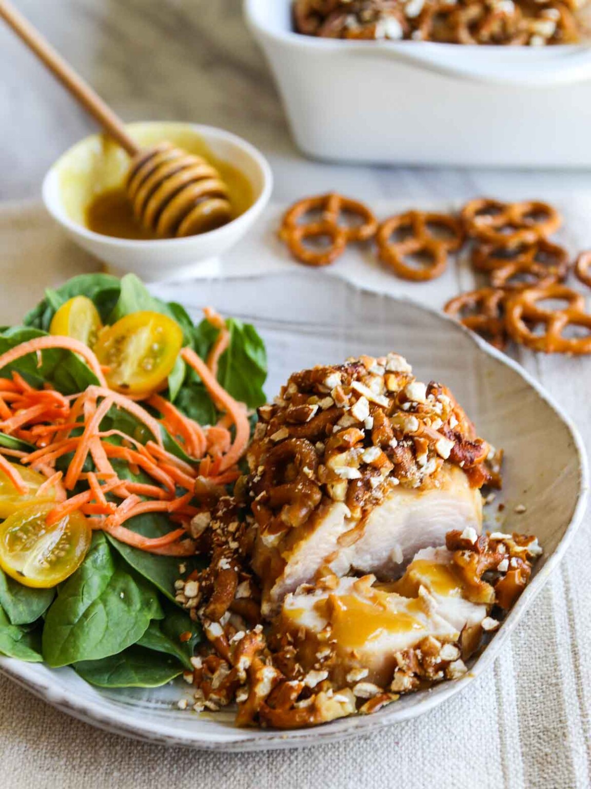 Honey Mustard Pretzel Chicken Recipe - Delicious Table