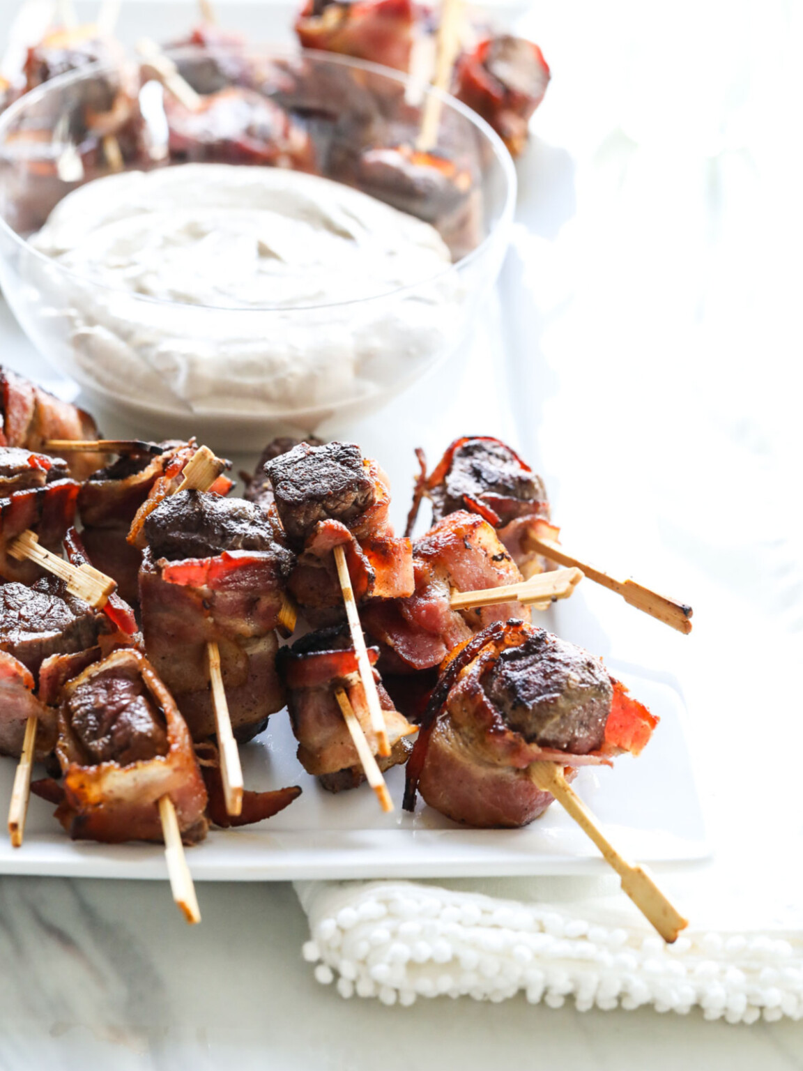 Steak Appetizer (Bacon-Wrapped Filet Mignon) - Delicious Table
