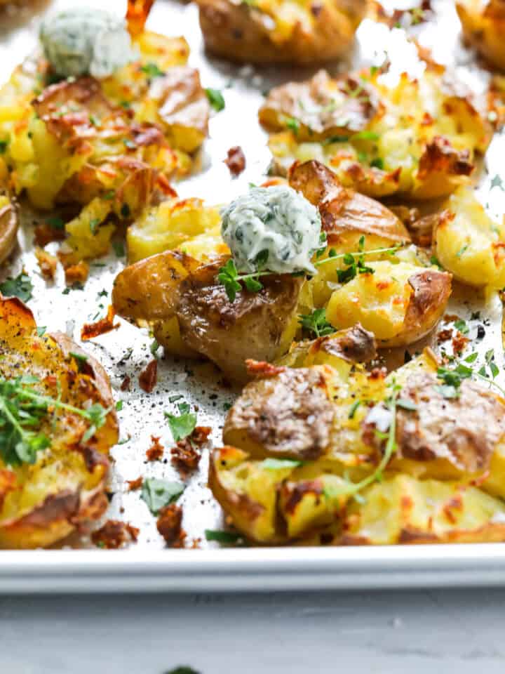 Crispy Roasted Smashed Potatoes Recipe - Delicious Table